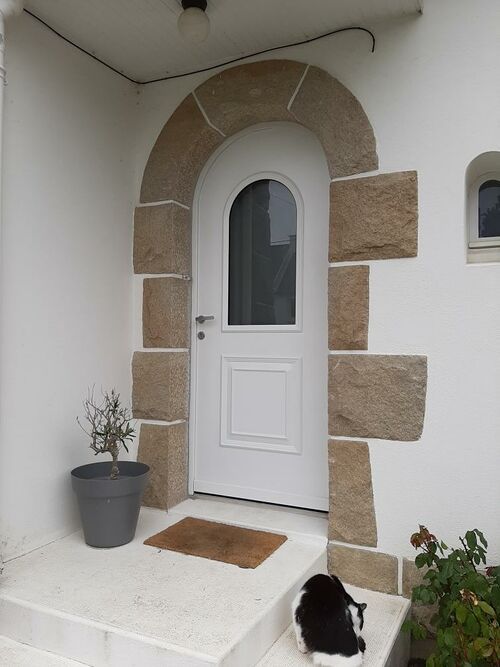 Porte d'entrée PVC contre dormant cintré - Rénovation - Plérin (22)